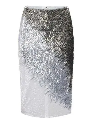Elisabetta Franchi Sequinned Tulle Midi Skirt - Ivory