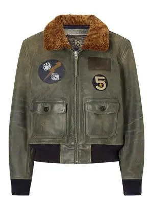 Ralph Lauren Harper Plush-trimmed Appliquéd Leather Bomber Jacket - No