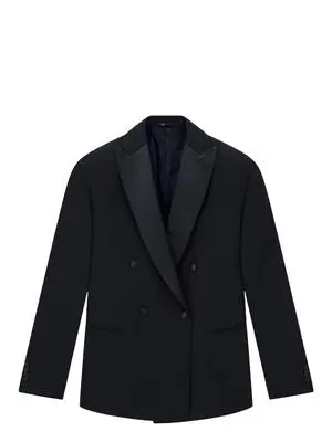 Giorgio Armani Blazer Giorgio's Regular Fit In Pure Virgin Wool Crepe - Black