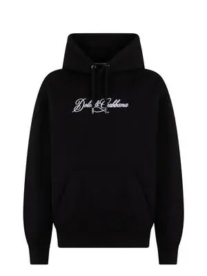 Dolce & Gabbana Dolce Gabbana Logo Embroidered Hoodie - Black
