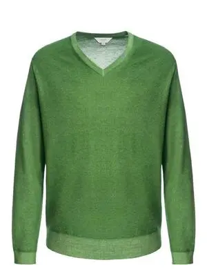 Malo Malo V-Neck Pullover With Ribbed Details Green Tea