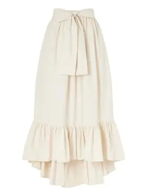 LISA MARIE FERNANDEZ Asymmetric Pleated Tiered Cotton-poplin Maxi Skirt