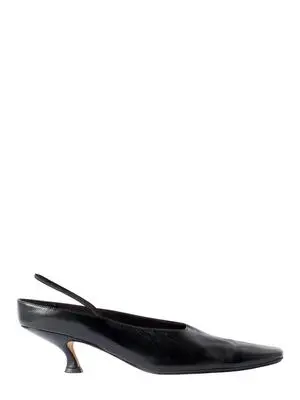 Calvin Klein Leather Pointed Toe Slingback Kitten Heels - No