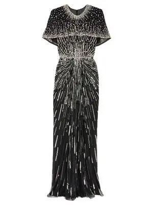 Jenny Packham Embellished Draped Tulle Gown - No