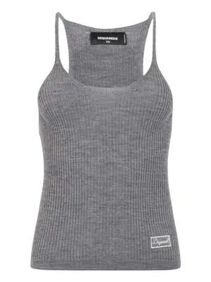 Dsquared2 Dsquared2 Ribbed Knit Tank Top With Logo Patch Grey