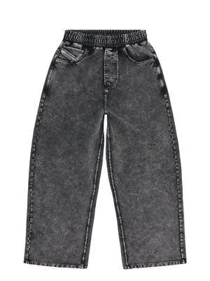 DIESEL® Wide-leg Denim Effect Sweatpants - Dark Gray