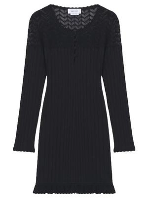 Alexander McQueen Pointelle Knit Mini Dress - Black