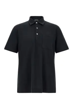 Zegna Chest Pocket Short-sleeved Polo Shirt - Blue