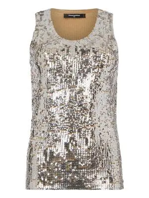 Dsquared2 Sleeveless Sequined Tank Top - Silver