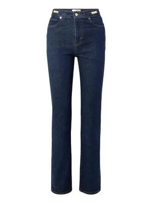 FRAME High Rise Straight Leg Jeans With Embellishments - No