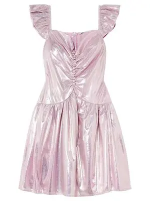Batsheva Ruched Lamé Mini Dress - No