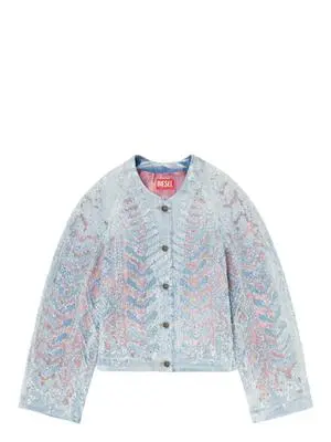 DIESEL® Microstone Devoré Denim Jacket - Blue