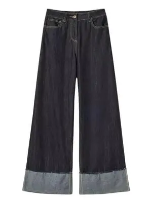 TWINSET Flared Jeans With Folded Hem - Blue