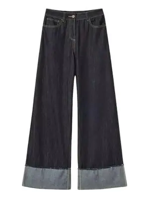 TWINSET Flared Jeans With Folded Hem - Blue