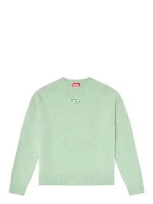 DIESEL® Wool And Alpaca Blend Jumper With Cut-out Logo Detail - Aqua