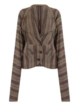 VIVIENNE WESTWOOD Vivienne Westwood Cropped Checkered Blazer Brown