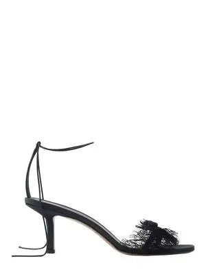 NEOUS Lace Trimmed Twill Sandals - Black