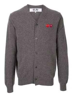 Play Comme Des Garcon Embroidered Logo Cardigan - Black