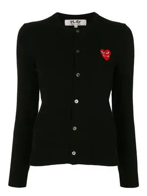 Play Comme Des Garcon Comme Des Garcons Play Logo-Embroidered Cardigan Black