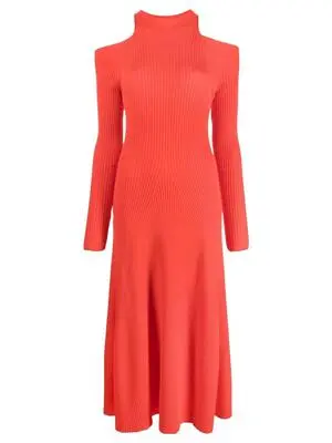 A.W.A.K.E. Mode Ribbed-knit Cut-out Dress - Orange