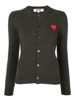 Play Comme Des Garcon Comme Des Garcons Play Logo Embellished Cardigan Black