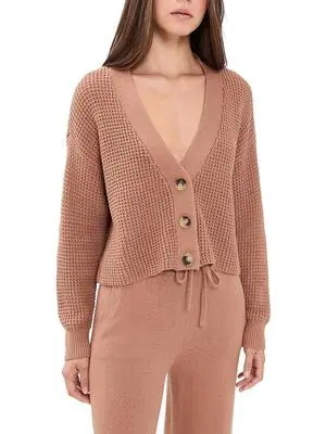 Eberjey Recy Sweater Cropped Cardigan - Hazelnut