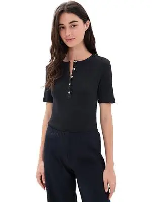 LESET Nando Henley Tee - Black