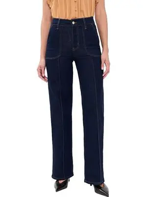 FRAME Le Slim Palazzo Pintuck Pocket Jeans - Rinse