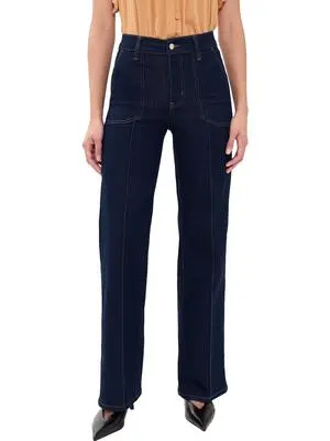 FRAME Le Slim Palazzo Pintuck Pocket Jeans - Rinse