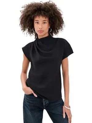 Staud Davina Draped Blouse - Black