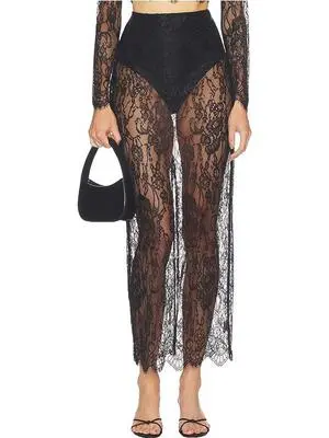 L'Agence Raymonde Maxi Lace Skirt - Black