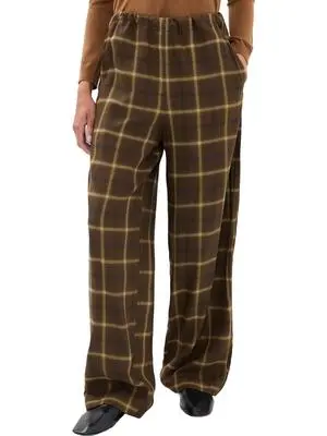 Co Drawstring Plaid Pants - Chocolate