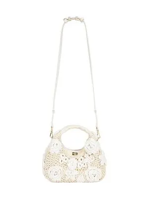 GANNI Hobo Mini Crochet Bag In White - Egret