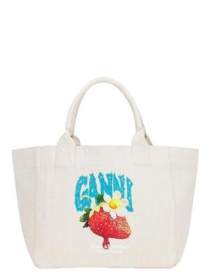GANNI Strawberry Print Trapeze Shopper - Sunlight