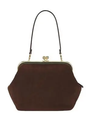 COACH Suede Kisslock Frame Bag 27 In Chocolate - Dark Chocolate