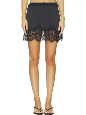 Free People X Intimately Meet Me In The Middle Half Slip Skirt With Lace Trim - Black