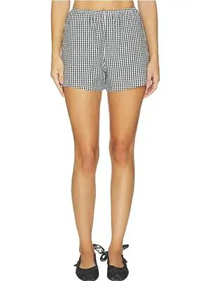 Donni. DONNI. X REVOLVE Cotton Gingham Stripe Tap Shorts Jet