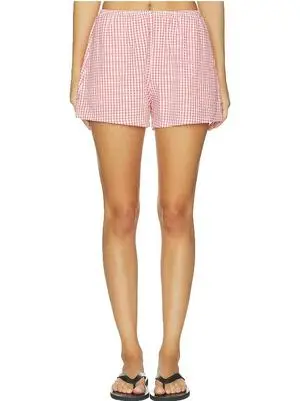 Donni. DONNI. X REVOLVE Cotton Gingham Tap Short Rhubarb