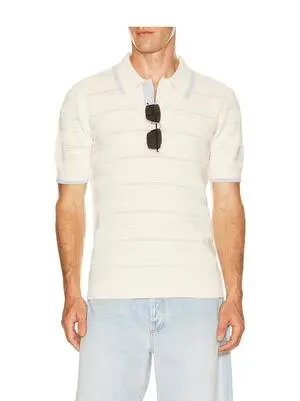 Scotch & Soda Structured Knitted Regular Fit Polo In Cream - Eggnog