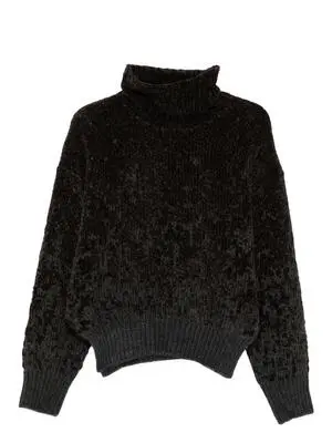 ALYSI Chenille Turtle-neck Sweater - Brown