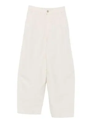 ALYSI Velvet Barrel Trousers - White