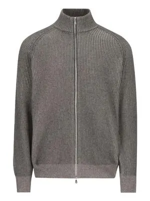 Brunello Cucinelli Ribbed Knit Zip-up Cardigan - Green
