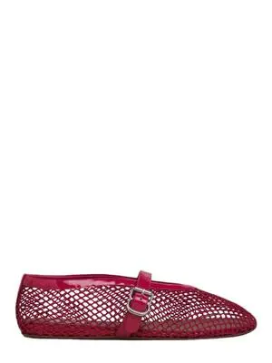 Alaïa Fishnet Ballet Flats With Buckle Detailing - Red