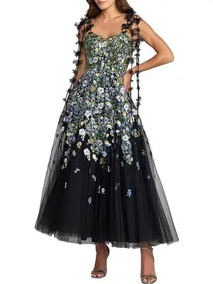 Mac Duggal Embroidered Sweetheart Neck A-line Gown - Black Multi