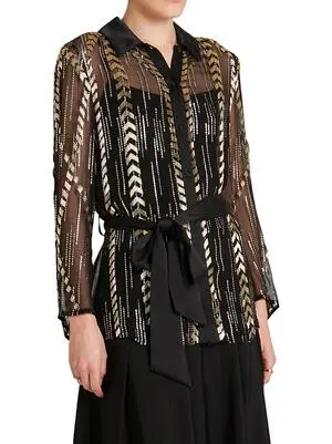 TEMPERLEY LONDON Viola Embellished Georgette Shirt - Black