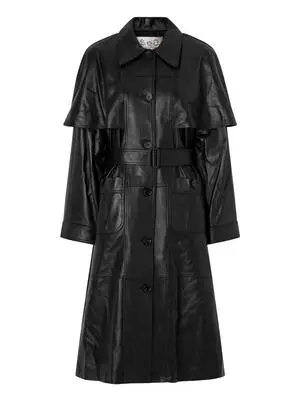 Sea Caitlin Belted Leather Trench Coat - Black