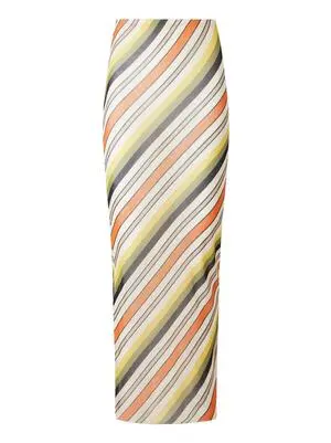 JEAN PAUL GAULTIER Retro Stripe Print Maxi Skirt - Yellow