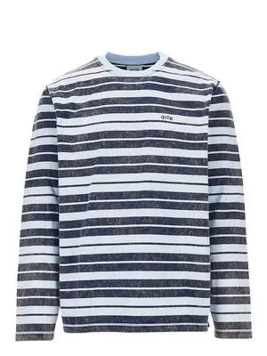 ARTE Cotton T-hirt With Triped Motif - Blue