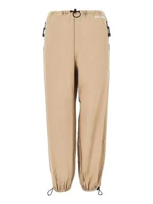 Miu Miu Washed Gabardine Drawstring Pants - Beige