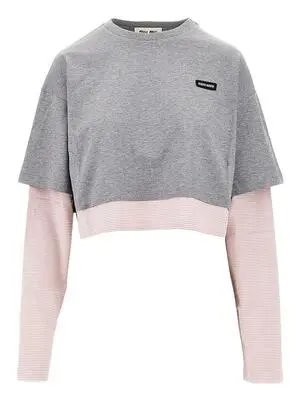 MIU MIU Layering Effect Cropped T-shirt